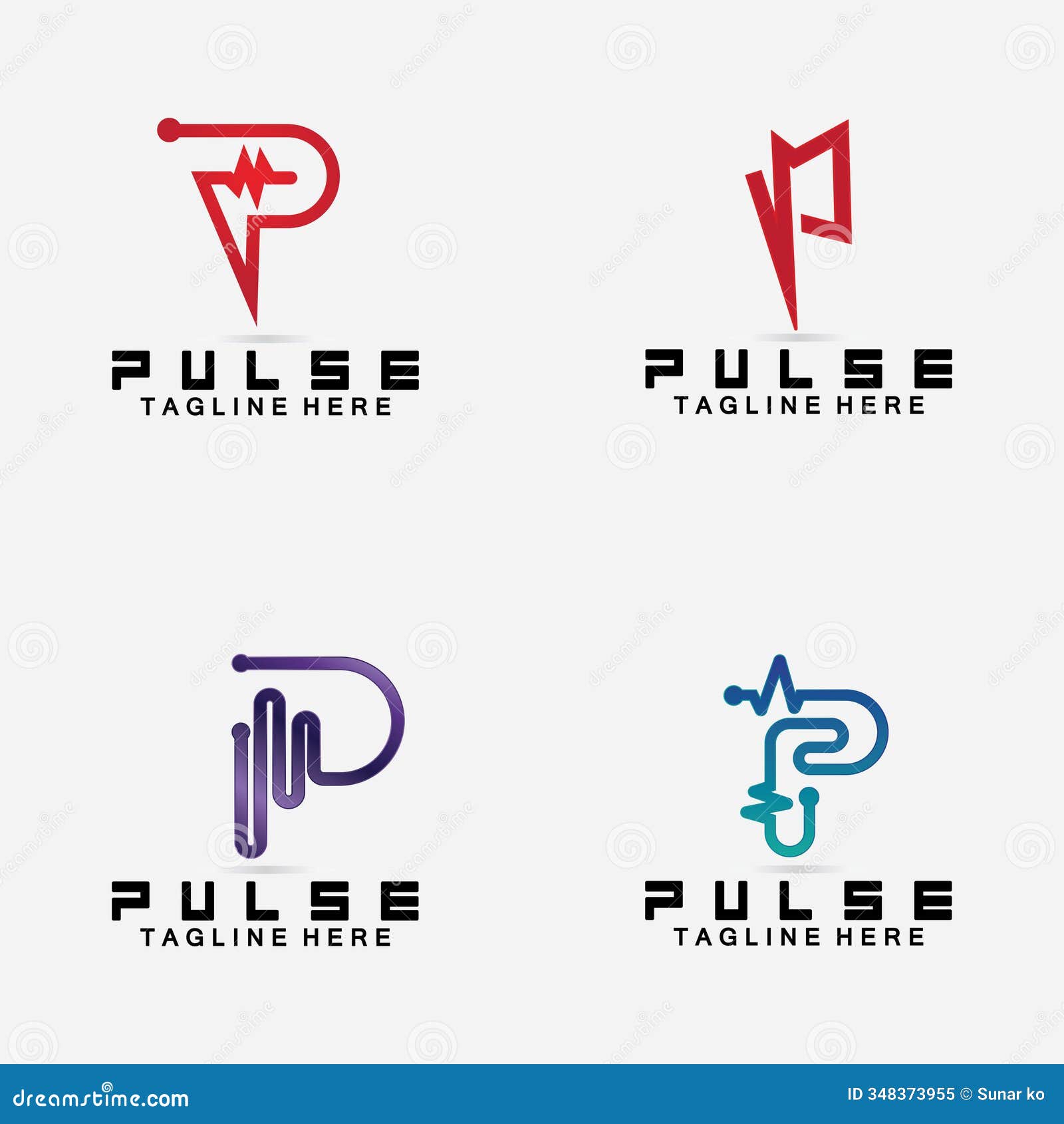 Letter P Pulse Line Logo Design Vector Illustration. Design Combining ...