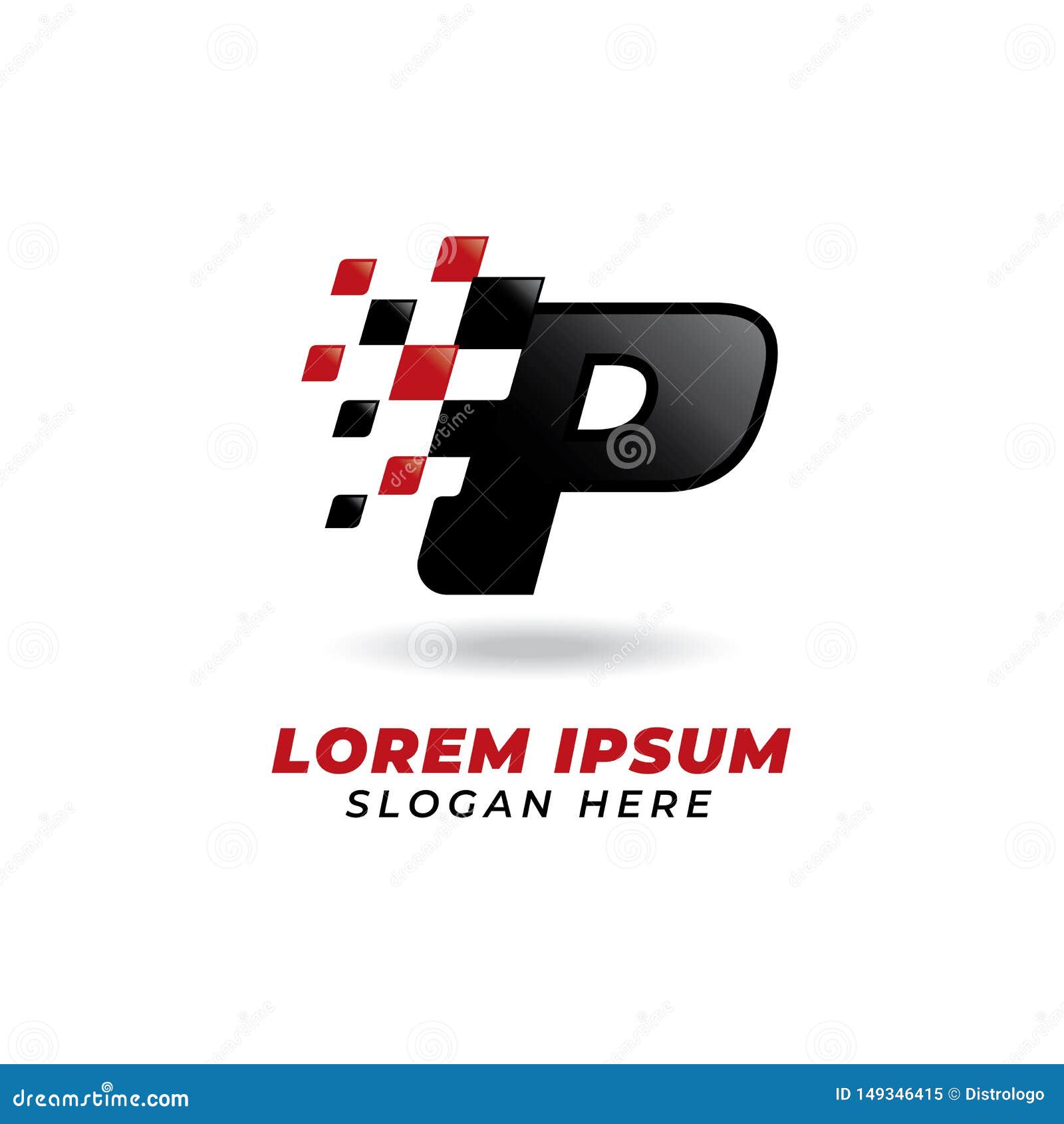 Letter P with Race Flag Icon Symbol Design Stock Vector - Illustration ...