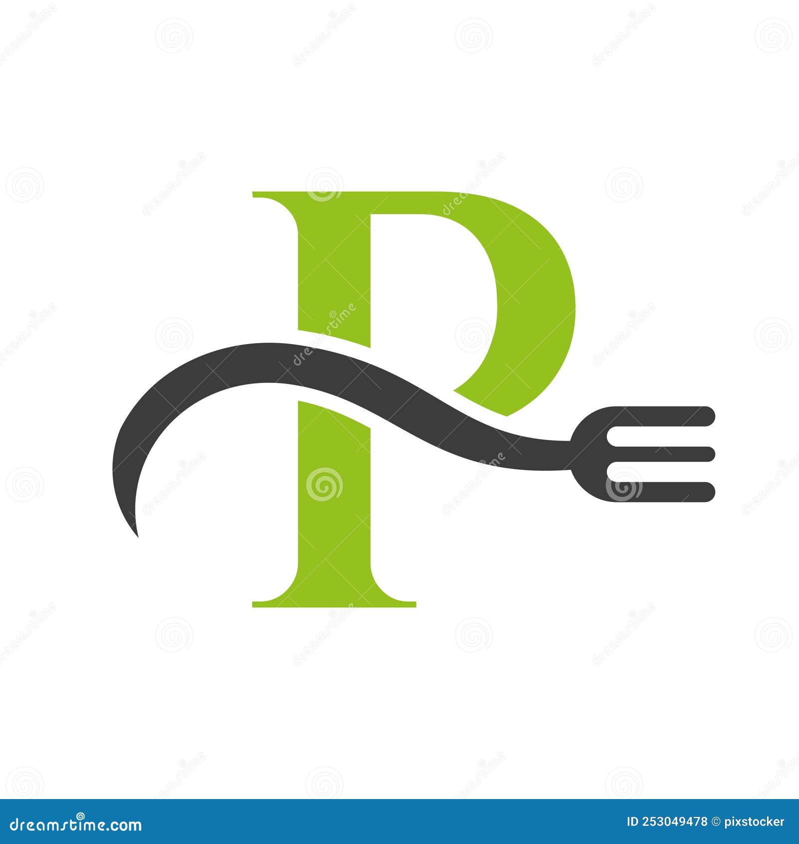 Letter P Restaurant Logo Concept with Fork Vector Template Stock Vector ...