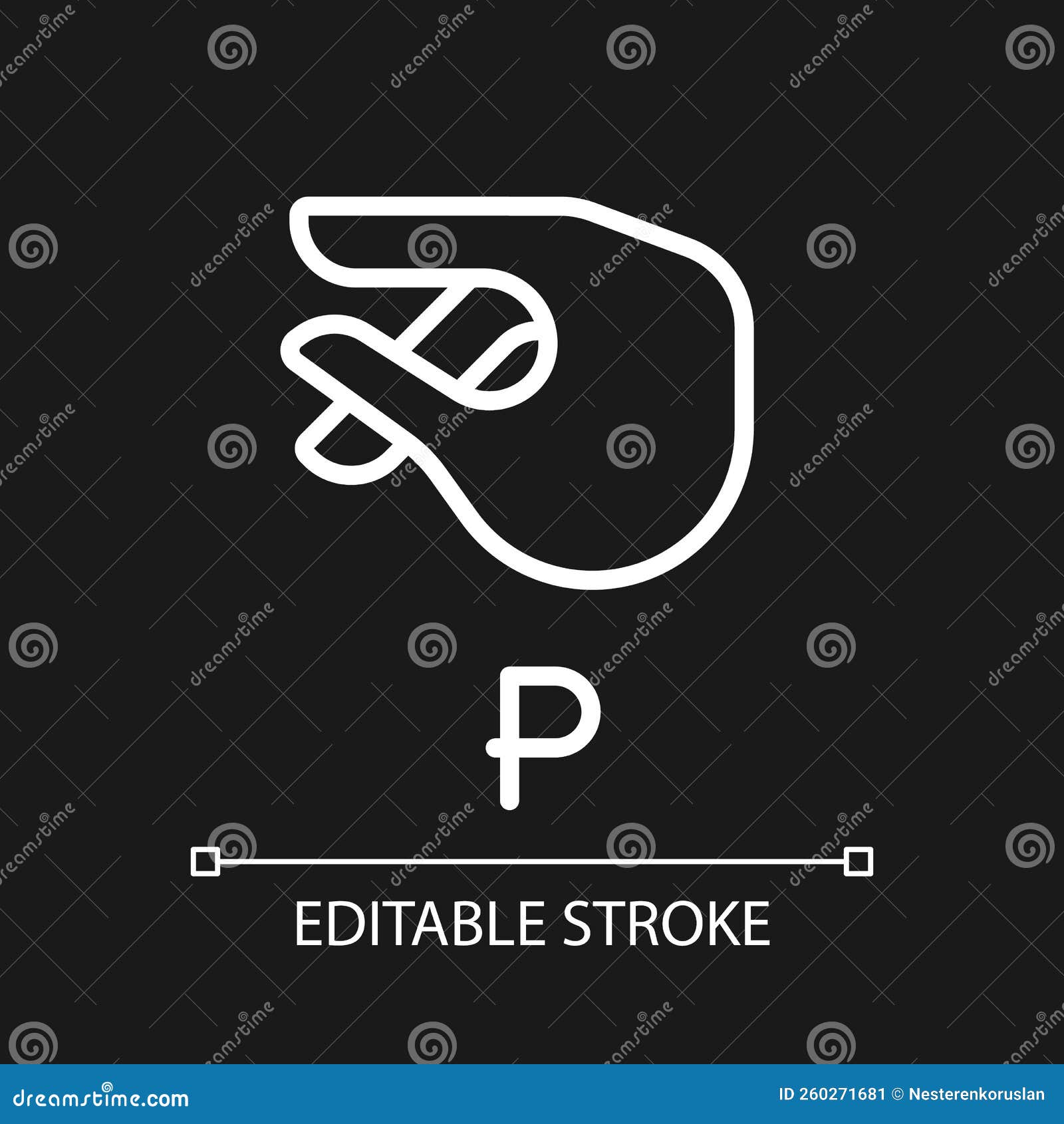 Letter P Sign in ASL Pixel Perfect White Linear Icon for Dark Theme ... Letter P Sign in ASL Pixel Perfect White Linear Icon for Dark Theme ...