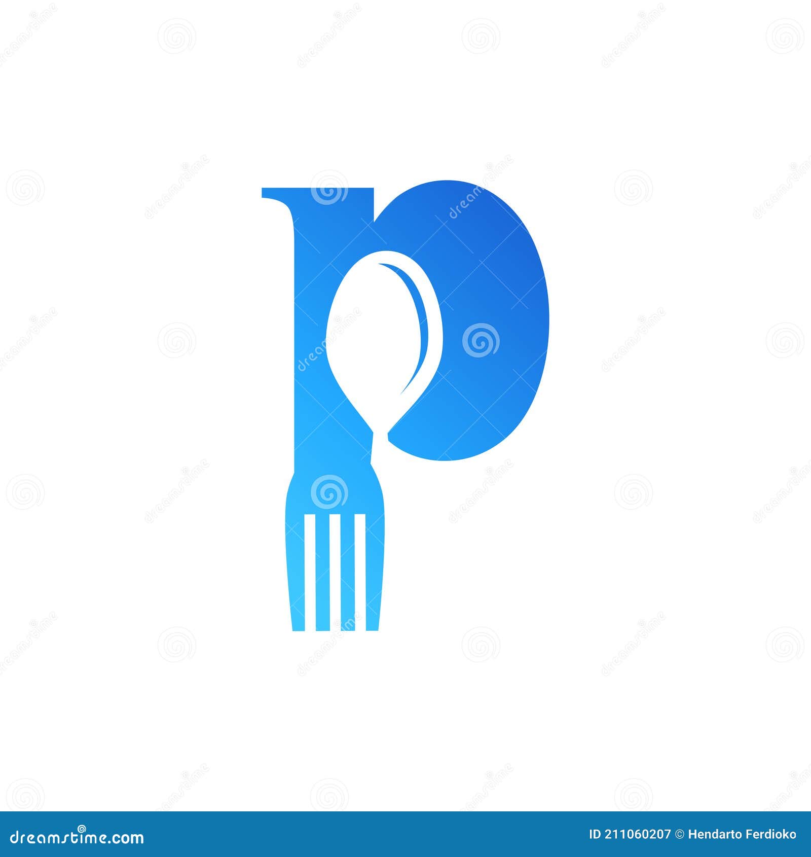 Letter P Spoon and Fork Logo Design Vecktor Stock Vector - Illustration ...