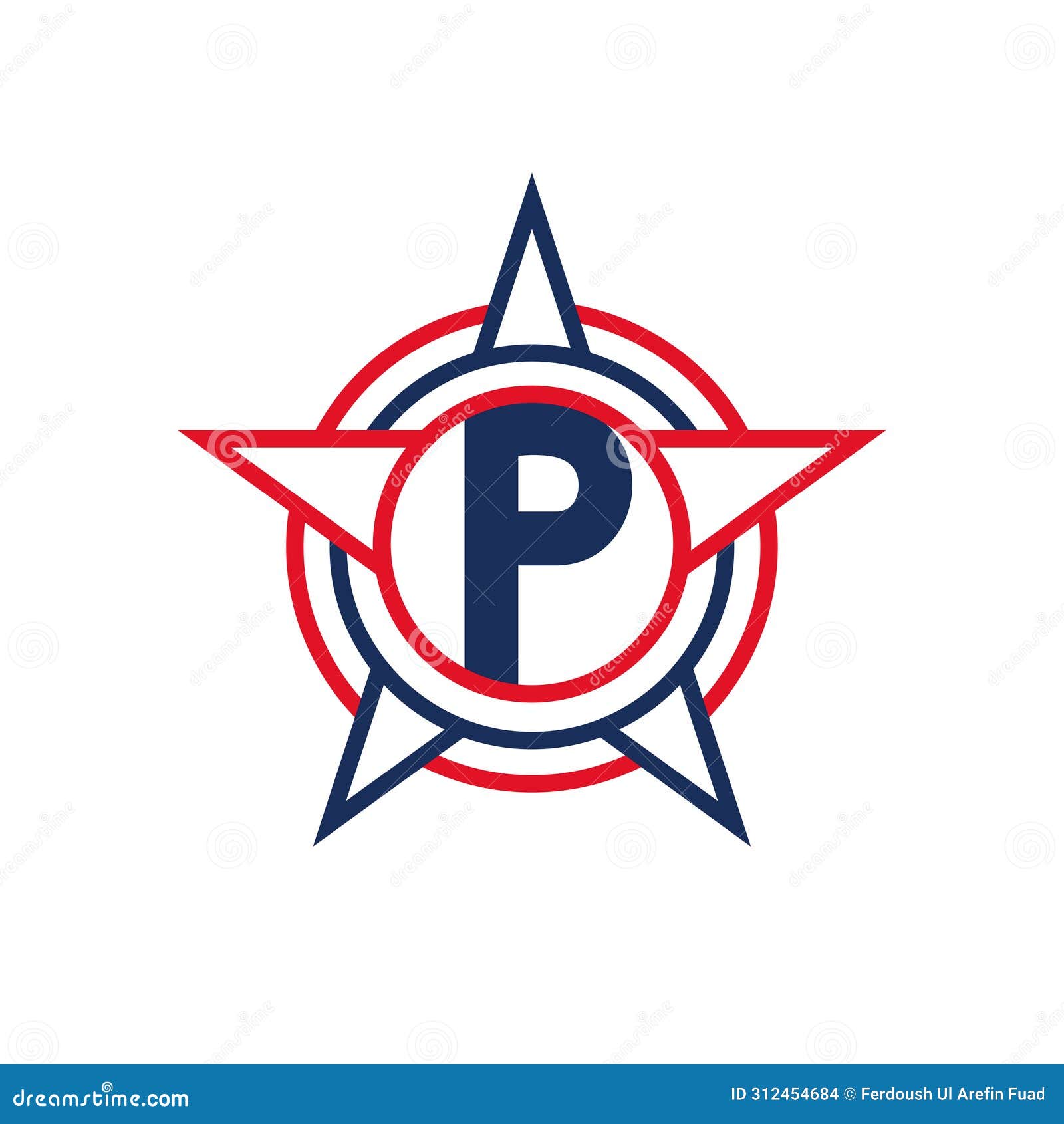 Letter P Star Logo Design. Patriotic P Logo Concept Inside Star Stock ...
