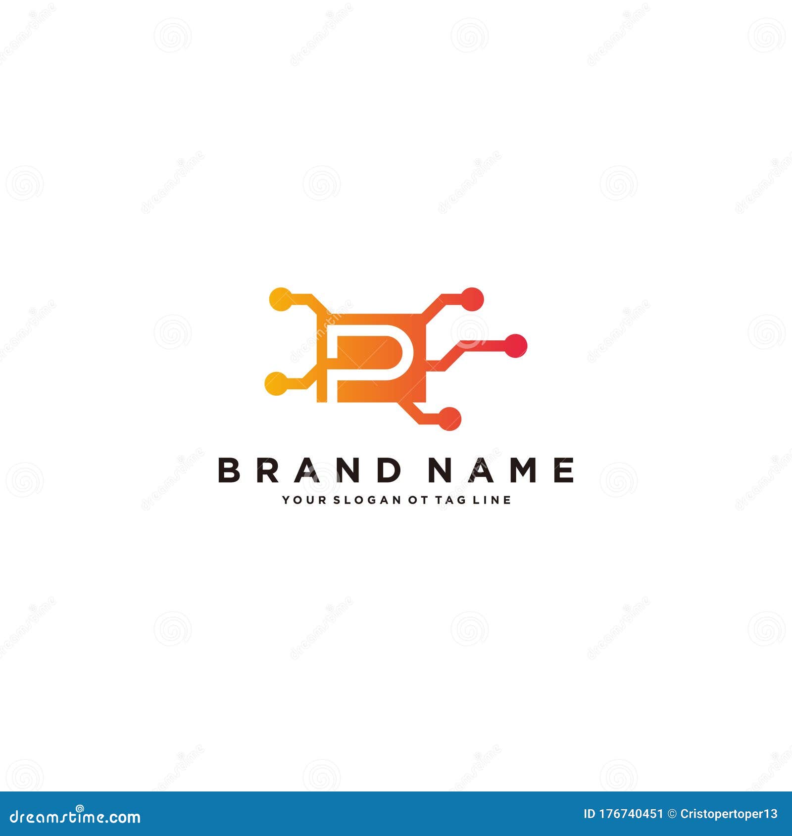 Letter P Tech Logo Design Vector Stock Vector - Illustration of ...