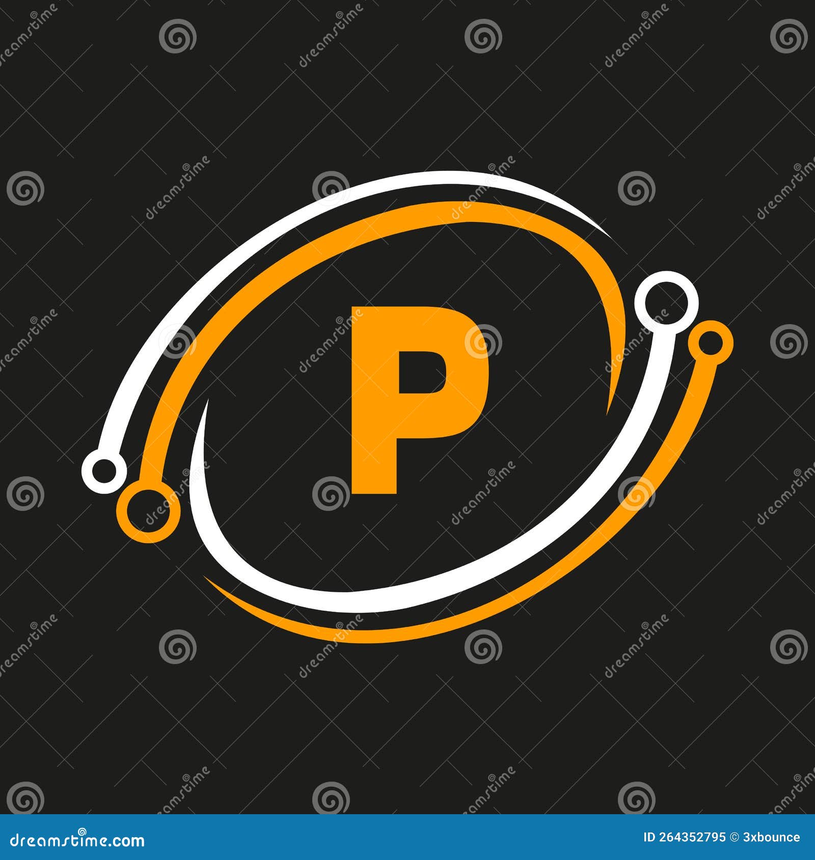 Letter P Technology Logo Combine with Technology Cable Vector Template ...