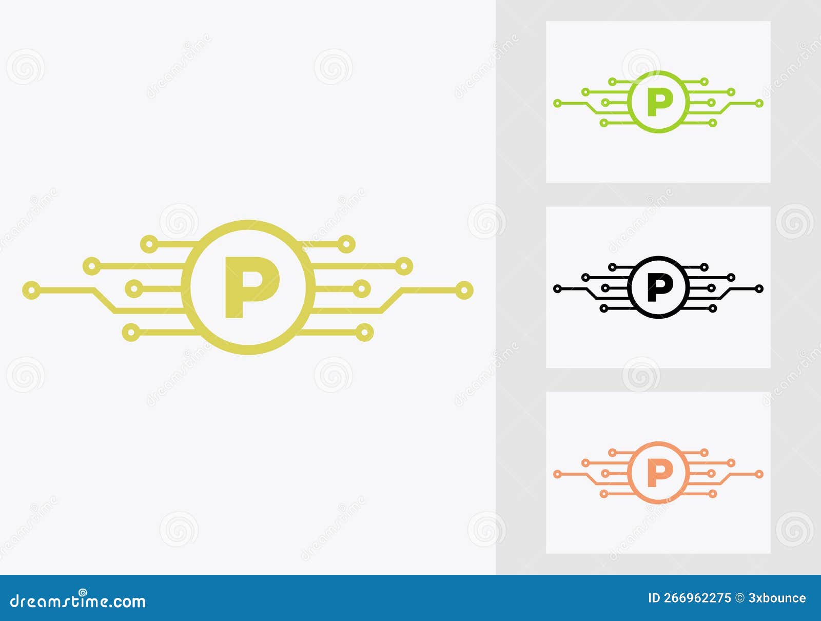 Letter P Technology Logo Design Template. Network Logo Design Stock ...