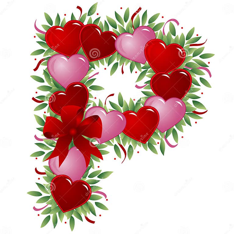 Letter P - Valentine Letter Stock Vector - Illustration of leaf ...