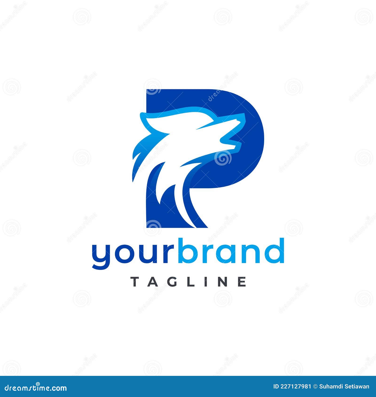 Letter P Wolf Logo Design Vector , Initial Gaming Logo Stock Vector ...