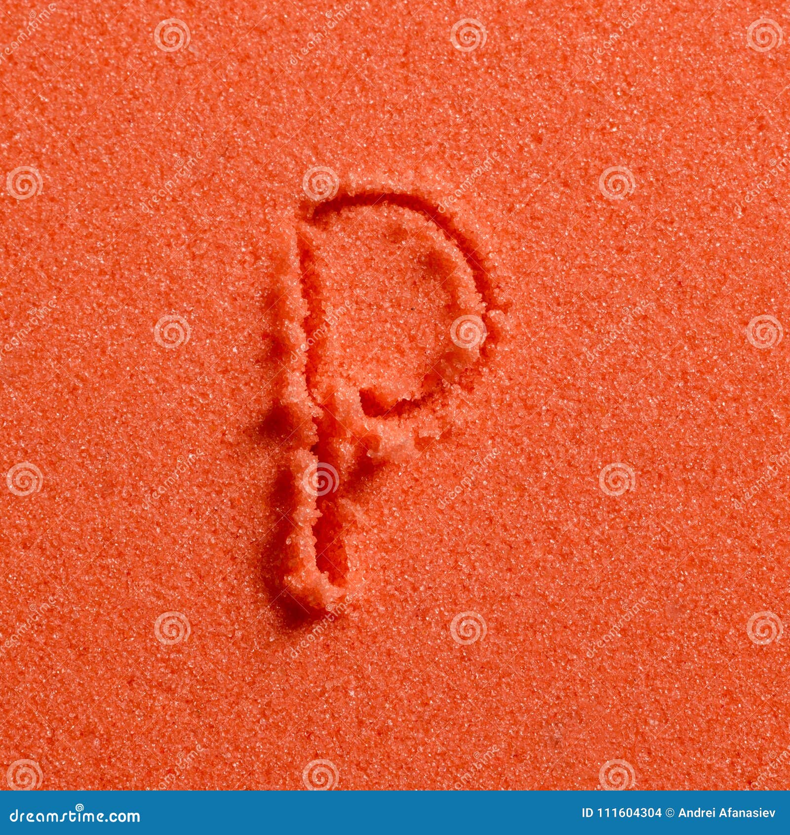 Letter P Written on Orange Sand Stock Photo - Image of learn, font ...