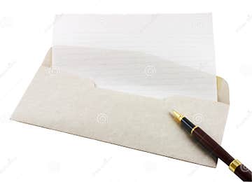 Letter Paper, Envelope and Pen Stock Image - Image of commercial ...