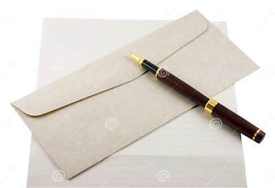 Letter Paper, Envelope and Pen Stock Image - Image of isolated, lines ...