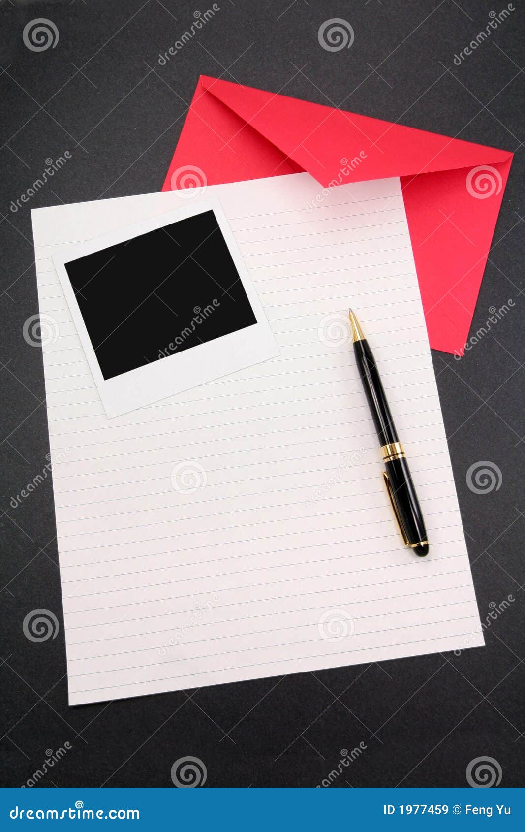 Letter Paper and Red Envelope Stock Image - Image of black, envelop ...