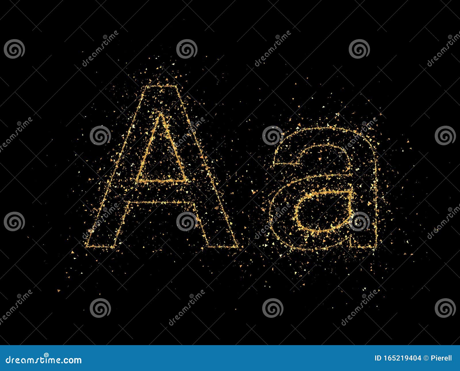 Letter a is a Particle of Gold Font. 3d Illustration, 3d Rendering ...