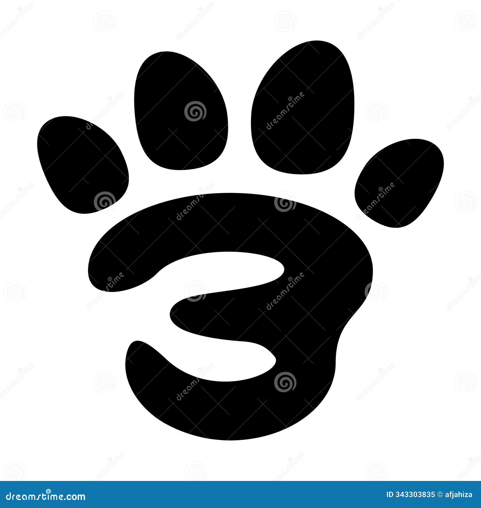 Number 3 Letter Paw Pet Logo Template Stock Illustration - Illustration ...
