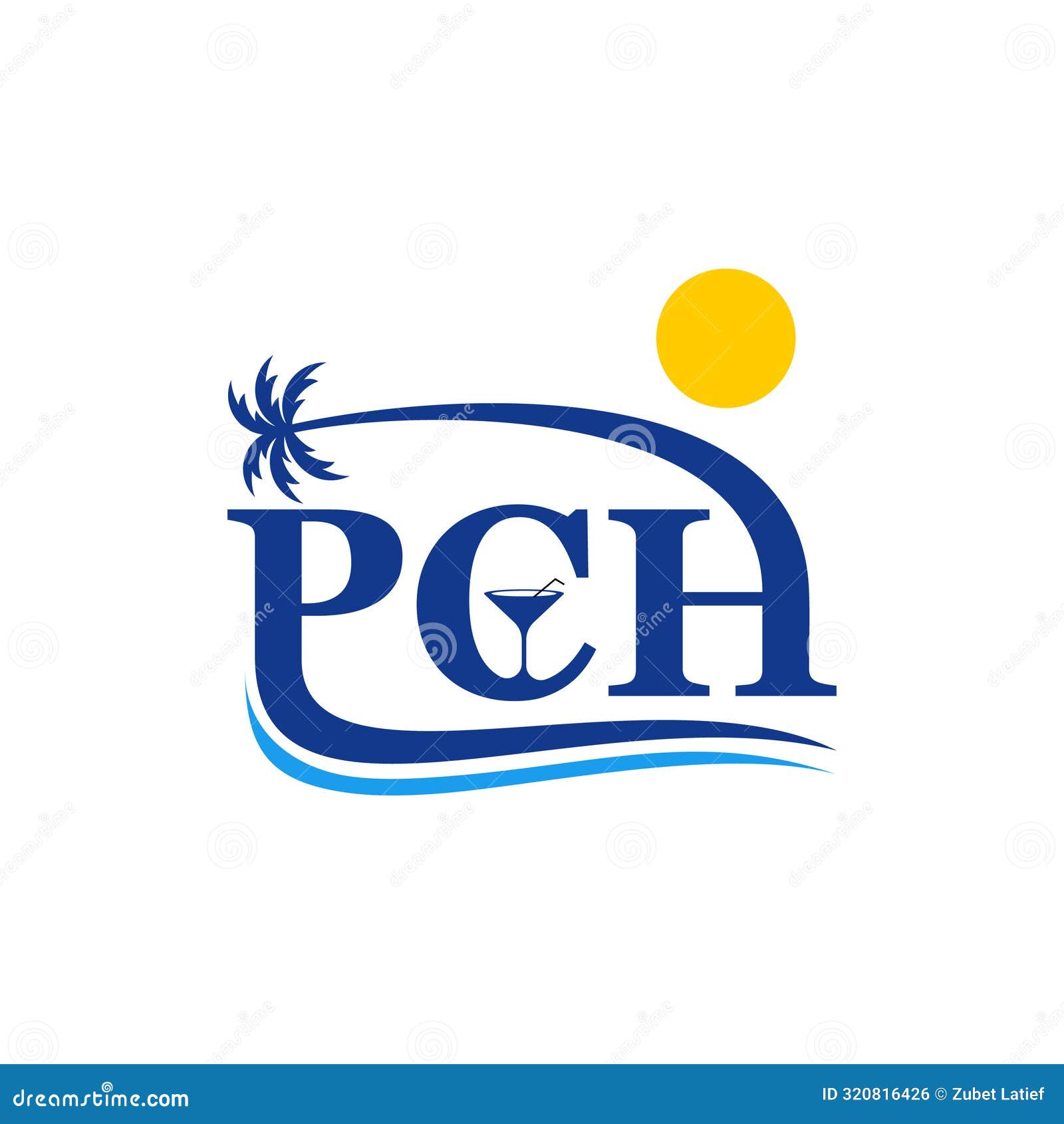 Letter Pch Bar Beach Logo Design Logo For Your Brand Company And Etc Stock Vector