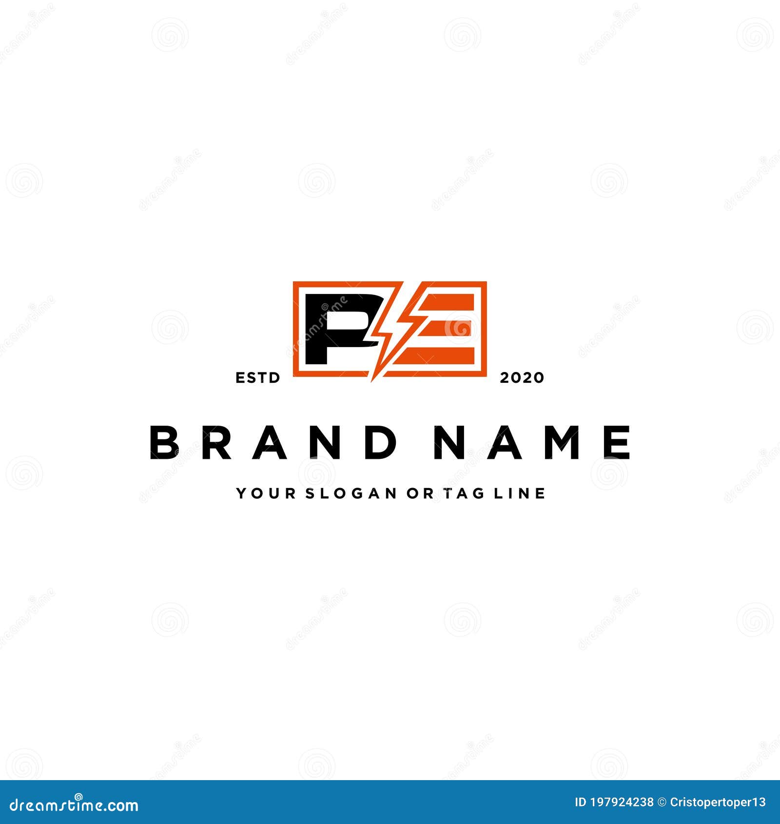 Letter PE Flash Electric Logo Design Vector Stock Vector - Illustration ...