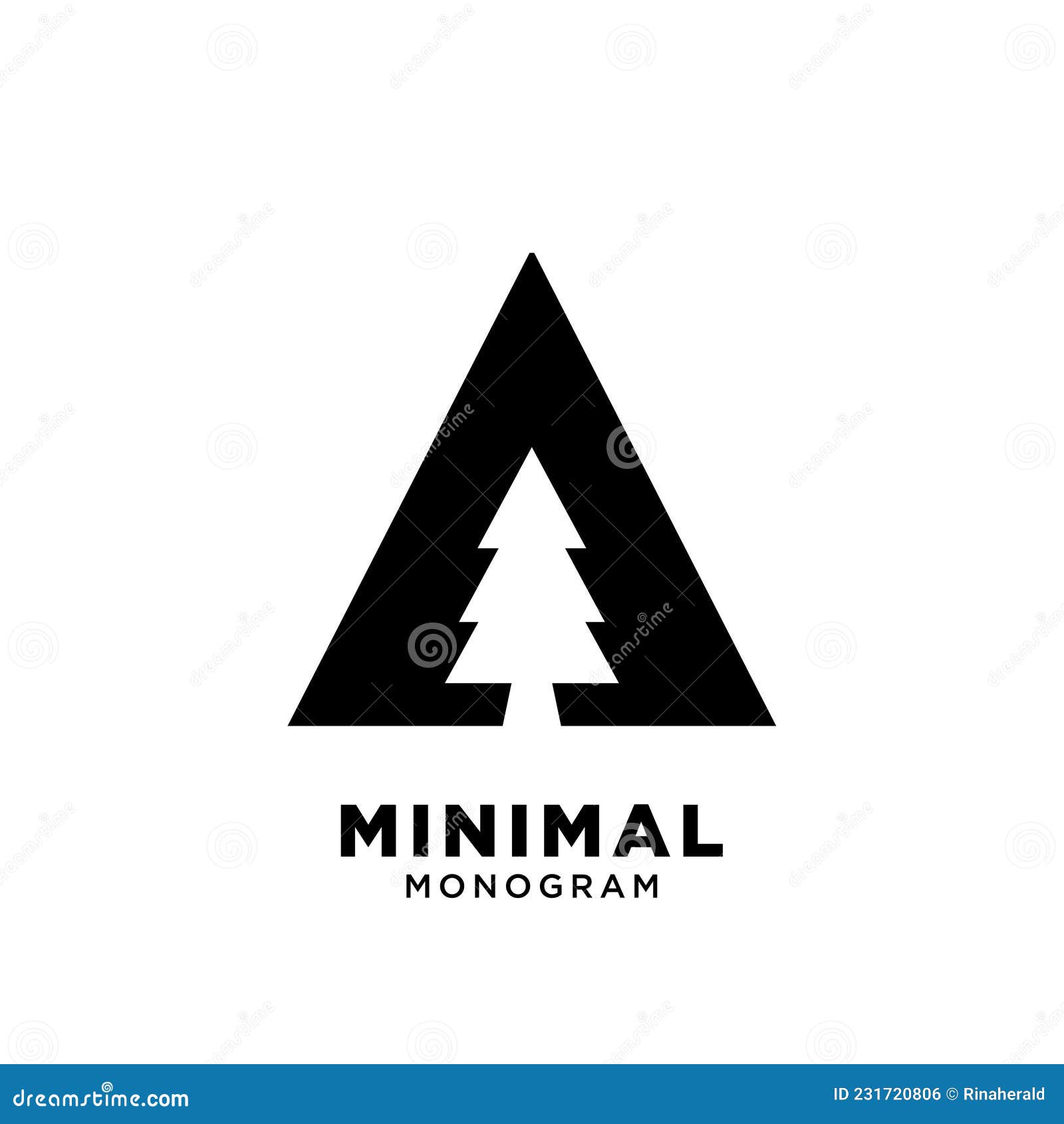 Letter a Pine Tree Initial Vector Logo Design Stock Illustration ...