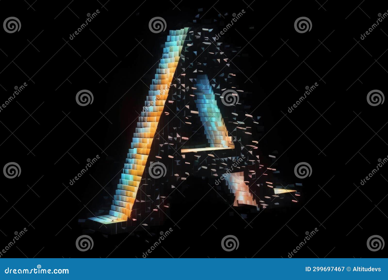 Letter a, Pixel Art Style, on Black Background Stock Illustration ...