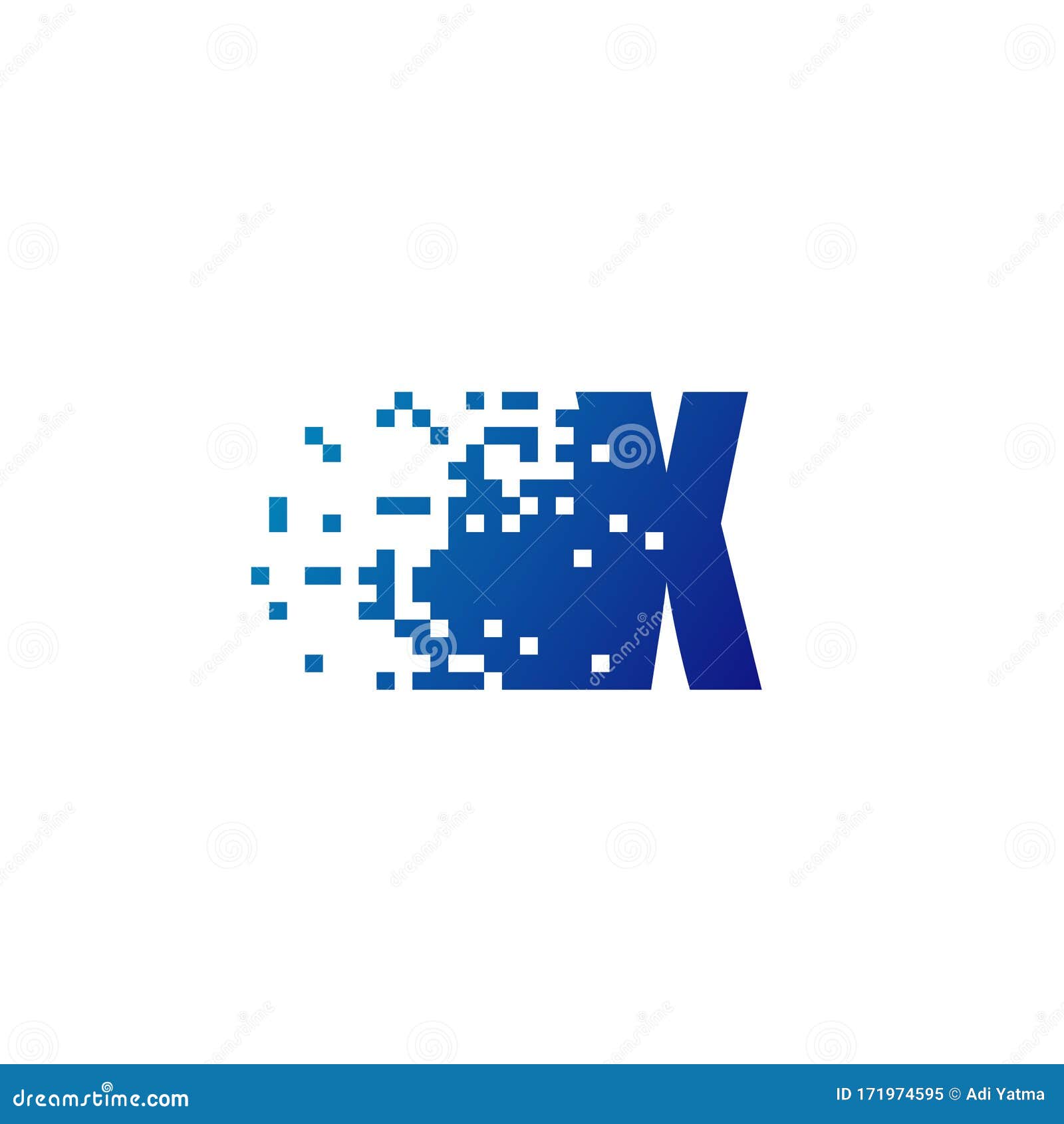 Letter X Logo with Pixel Symbol Stock Vector - Illustration of gradient ...