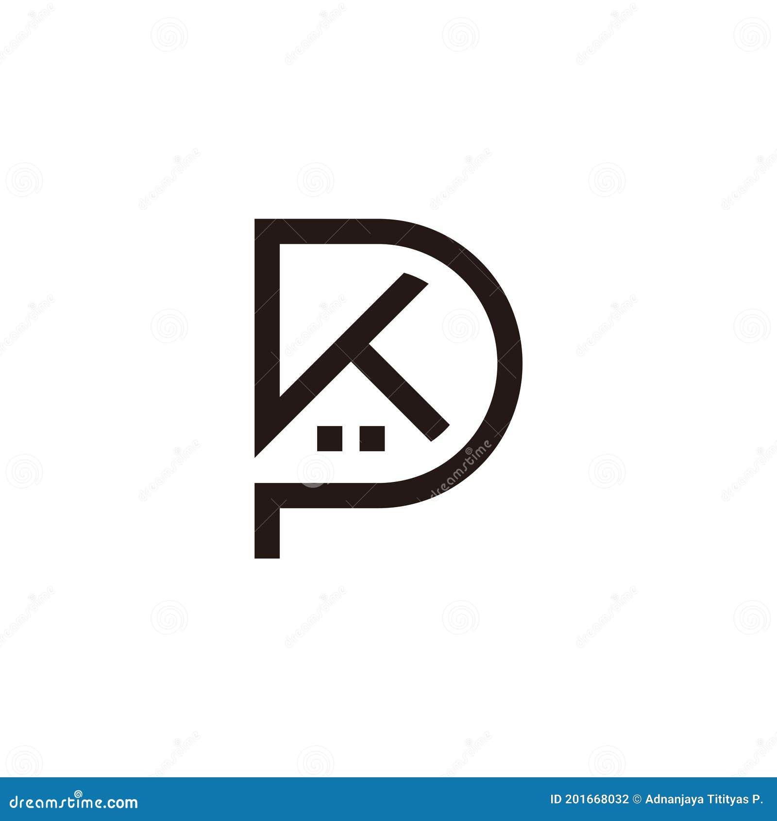 Letter Pk Home Shape Simple Geometric Line Symbol Logo Vector Stock ...
