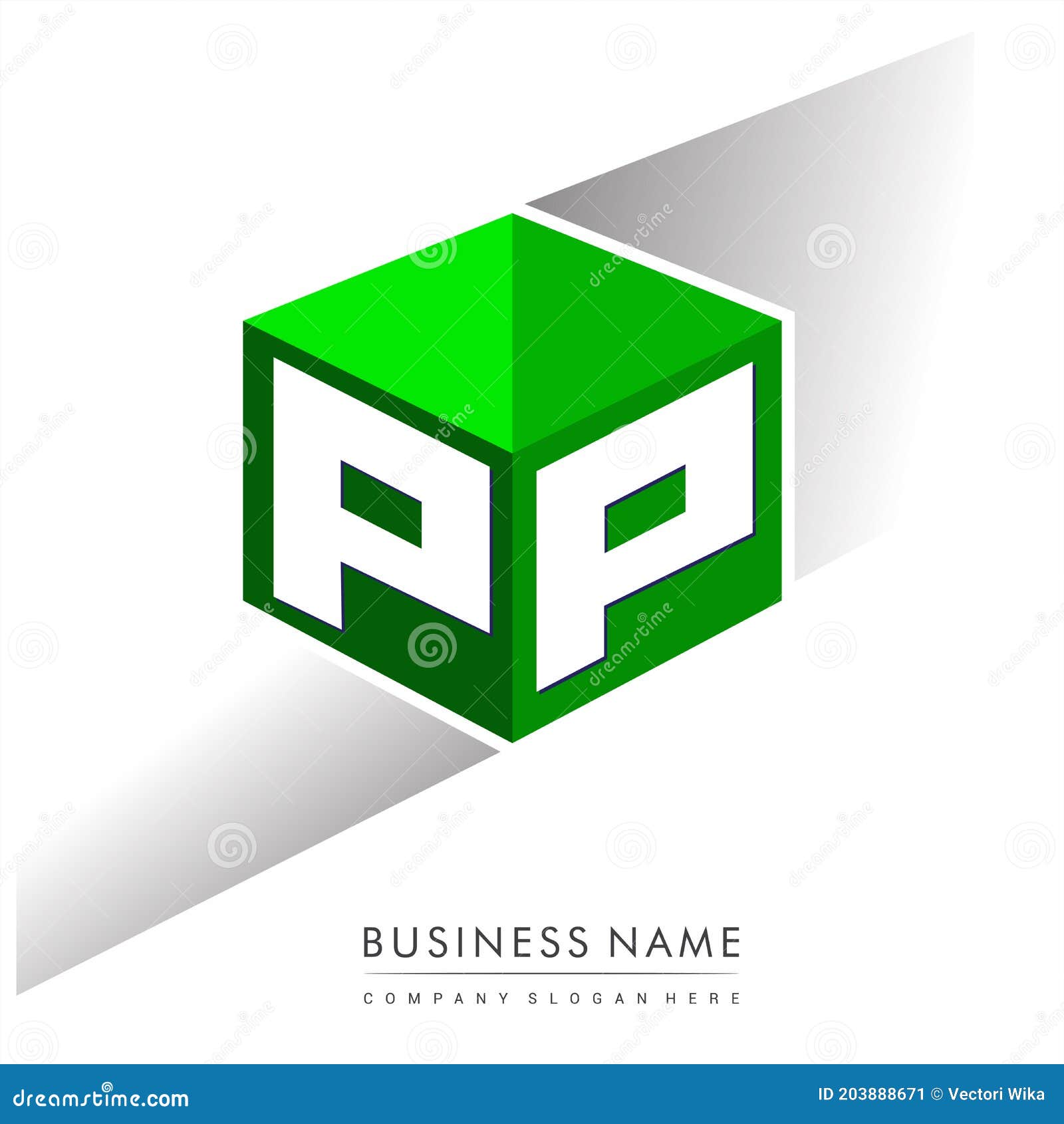 Letter PP Logo In Hexagon Shape And Green Background, Cube Logo With ...