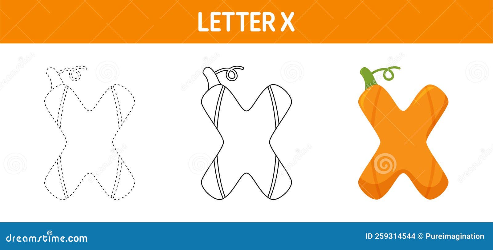 Letter X Pumpkin Tracing and Coloring Worksheet for Kids Stock Vector ... Letter X Pumpkin Tracing and Coloring Worksheet for Kids Stock Vector ...