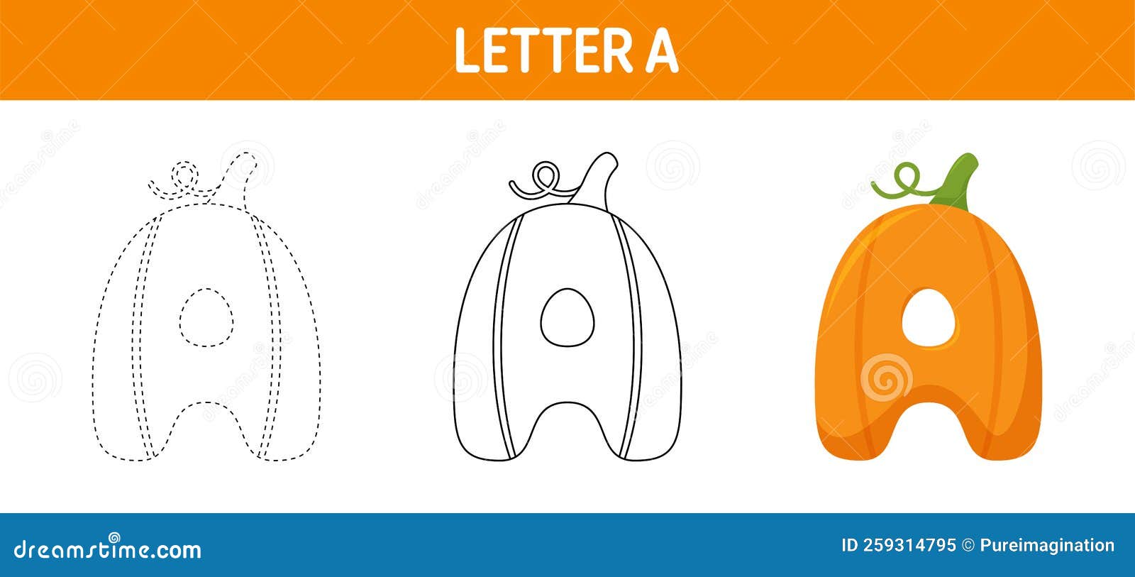 Letter a Pumpkin Tracing and Coloring Worksheet for Kids Stock Vector ... Letter a Pumpkin Tracing and Coloring Worksheet for Kids Stock Vector ...