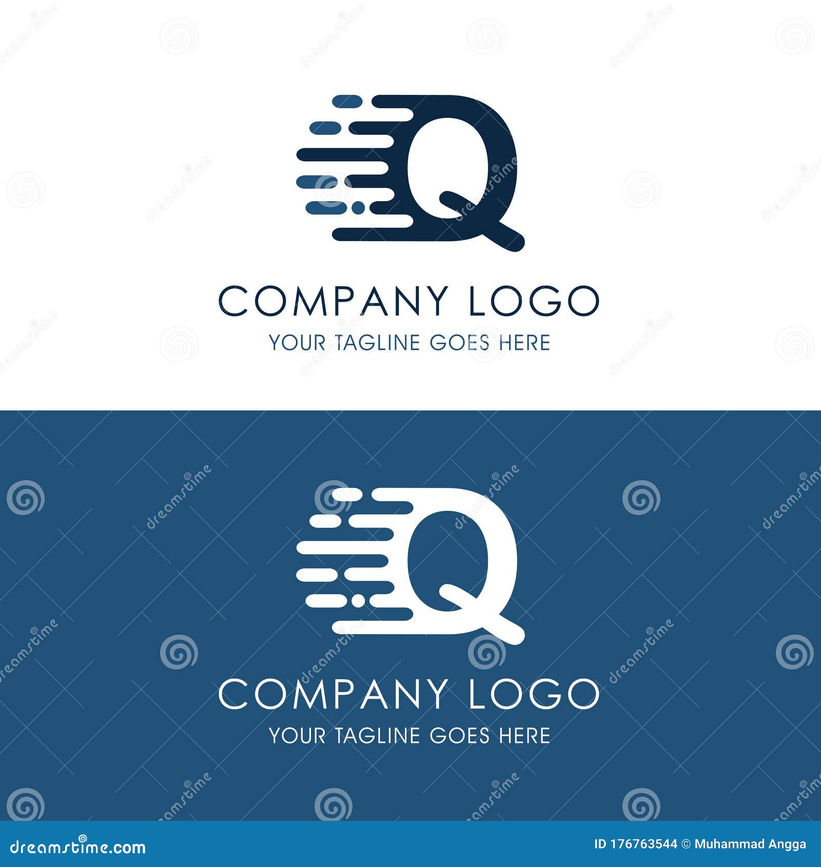 LETTER Q BLUE FLASH LOGO stock vector. Illustration of painting - 176763544