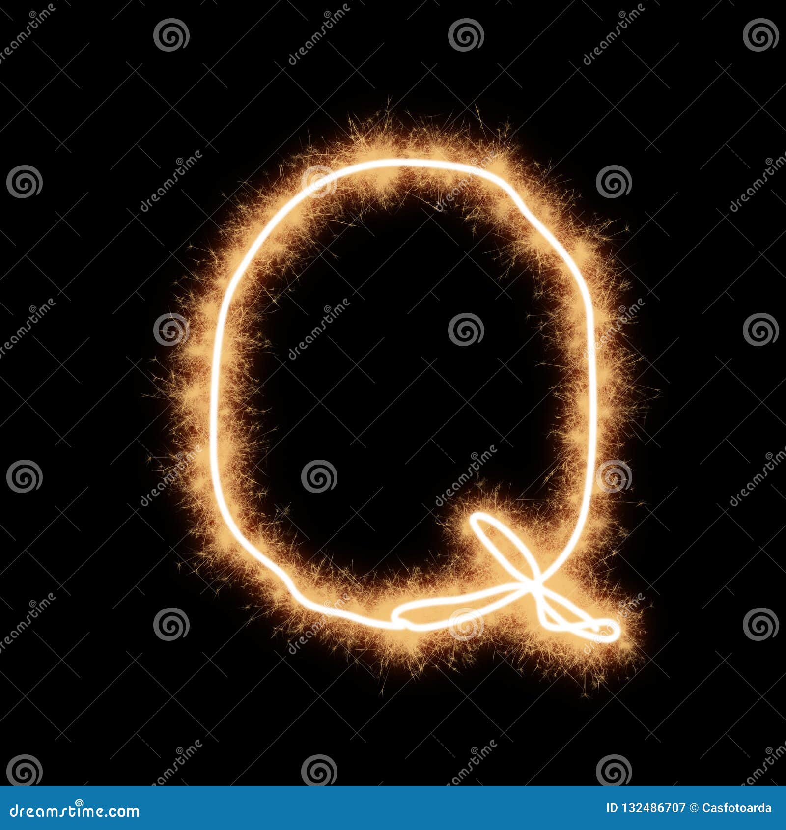 Letter Q of Alphabet on a Black Background Stock Illustration ...