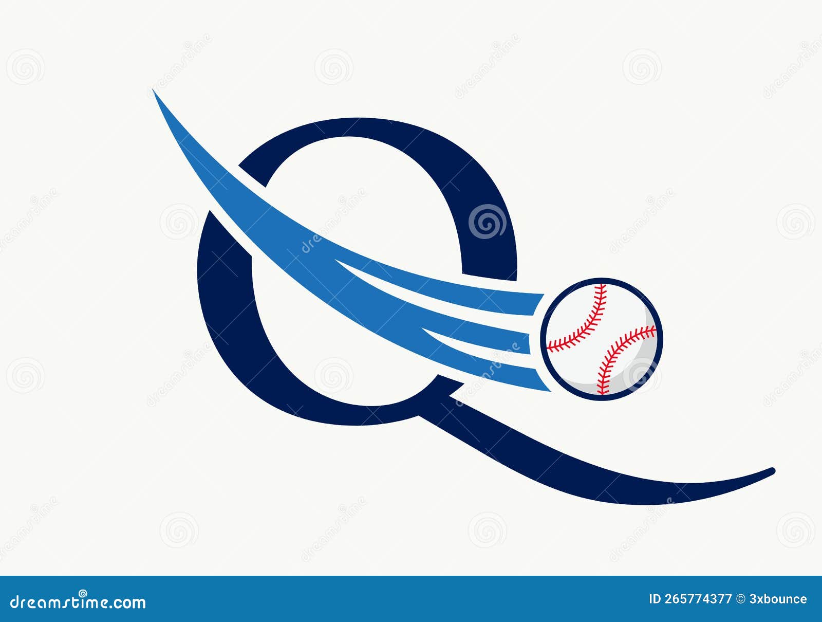Letter Q Baseball Logo Concept with Moving Baseball Icon Vector ...