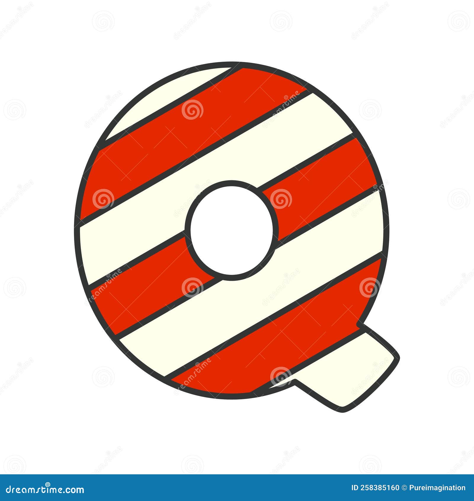 Letter Q Candy Cane, Vector Illustration Stock Vector - Illustration of ...