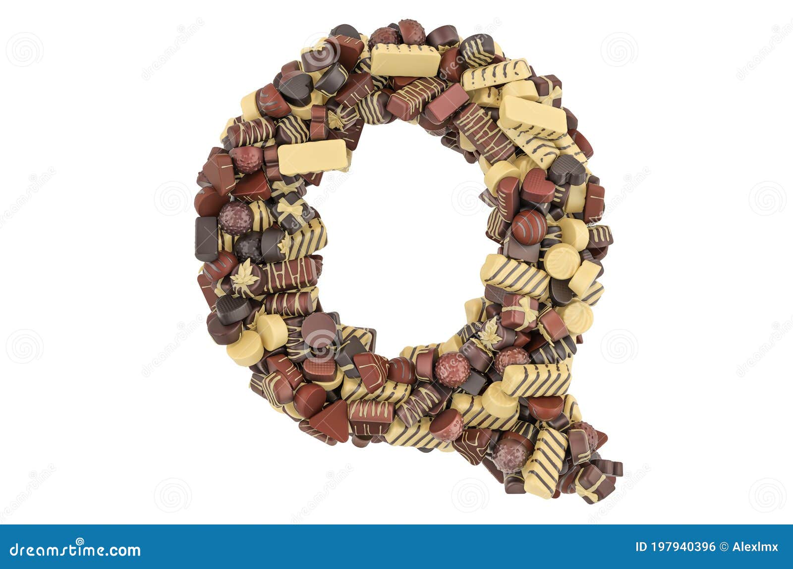 Letter Q from Chocolate Candies. 3D Rendering Stock Illustration ...