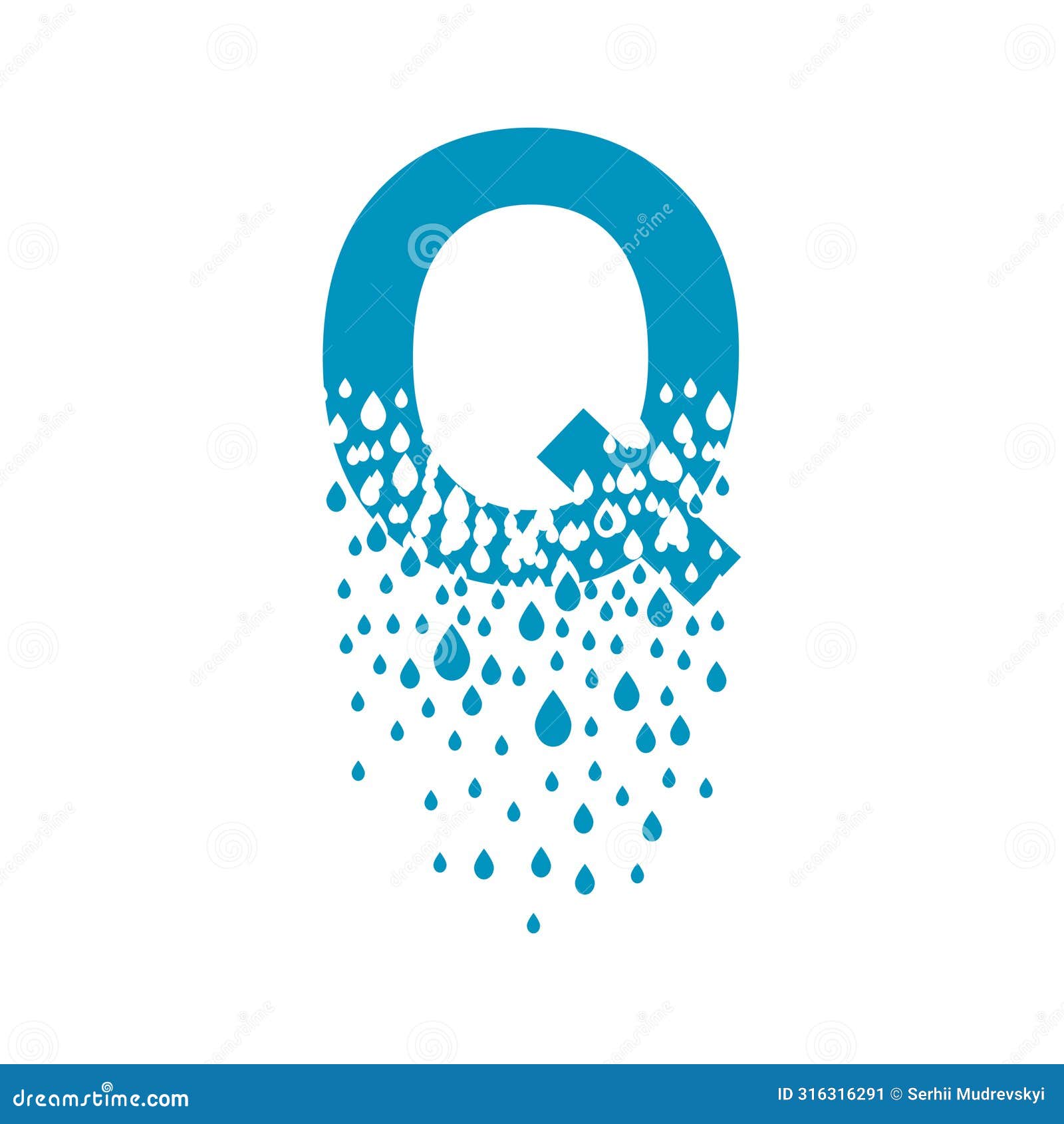 The Letter Q Dissolves into Droplets. Drops of Liquid Fall Out As ...