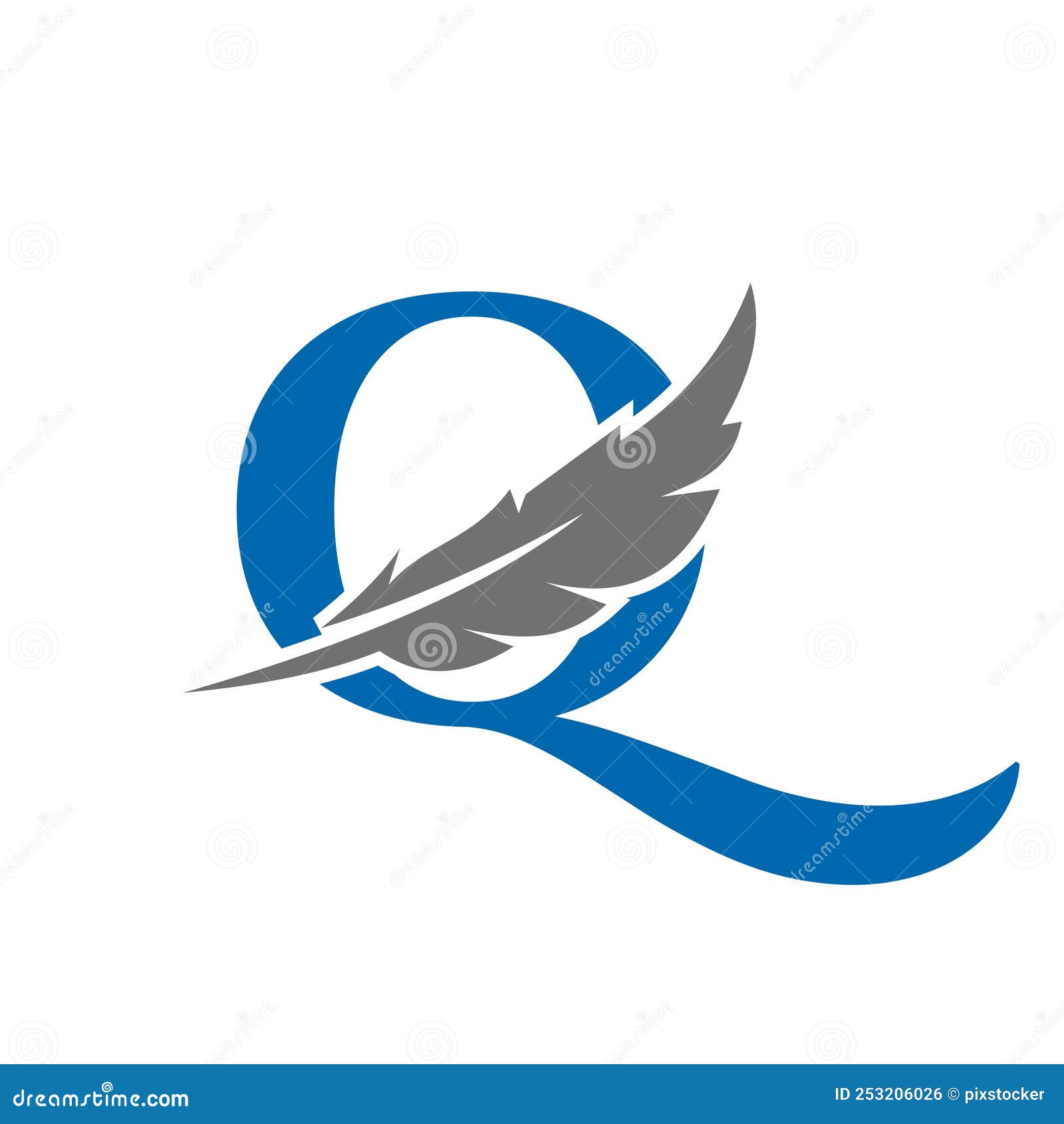 Letter Q Feather Logo Vector Template. Law Logo Bird Feather Symbol ...