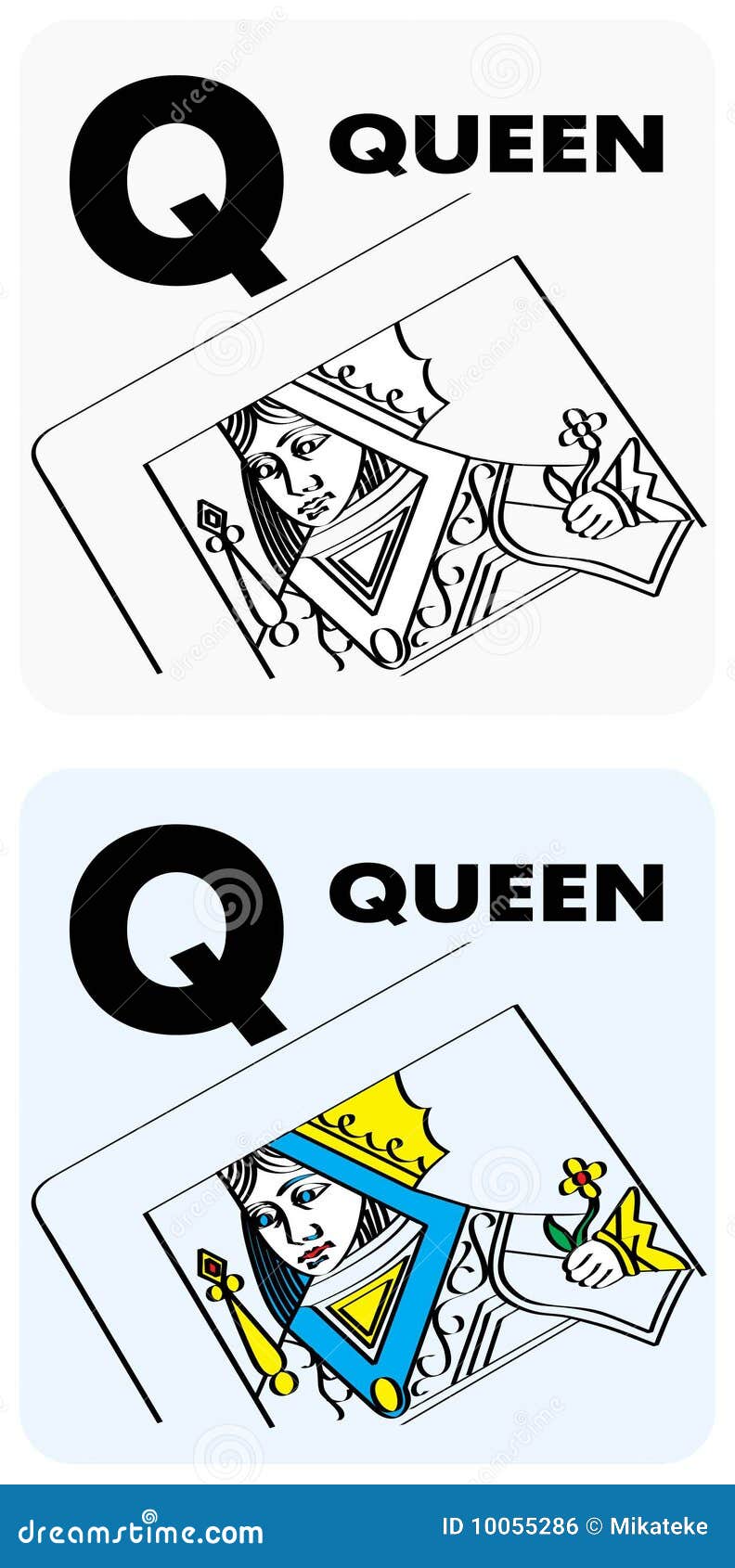 Letter Q flashcards stock vector. Illustration of illustrated - 10055286