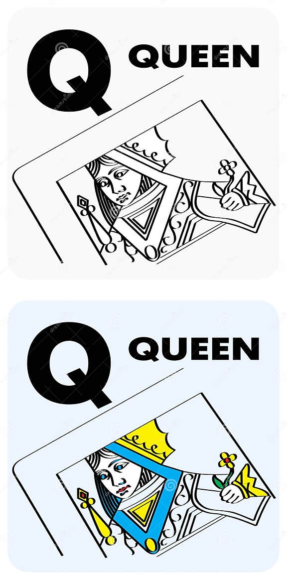 Letter Q flashcards stock vector. Illustration of illustrated - 10055286