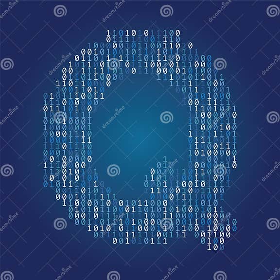 Letter Q Font Made from Binary Code Digits on a Dark Blue Background ...