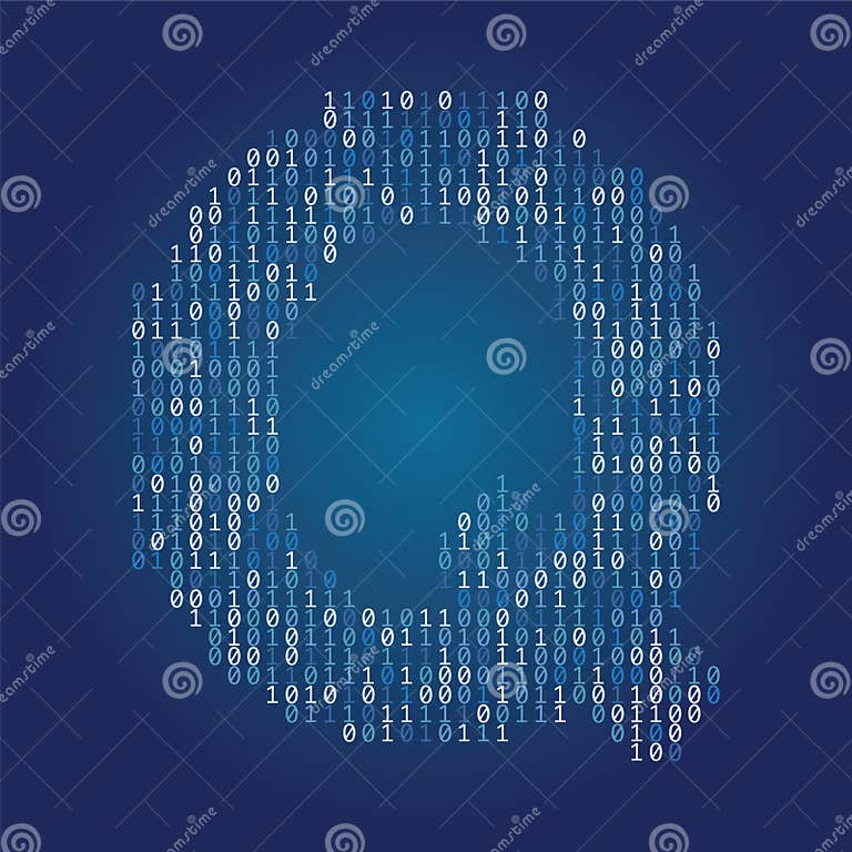 Letter Q Font Made from Binary Code Digits on a Dark Blue Background ...