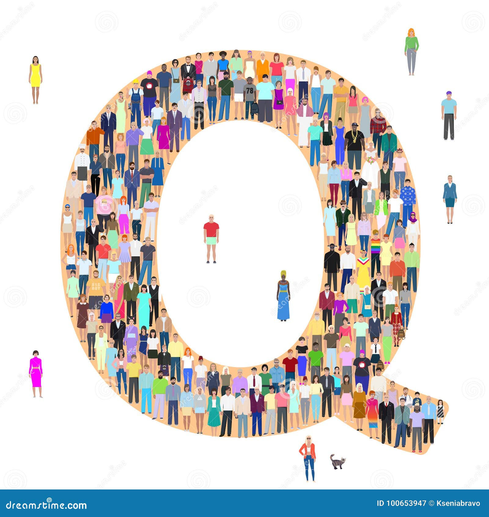 Letter Q, Different People, Vector Illustration Stock Vector ...