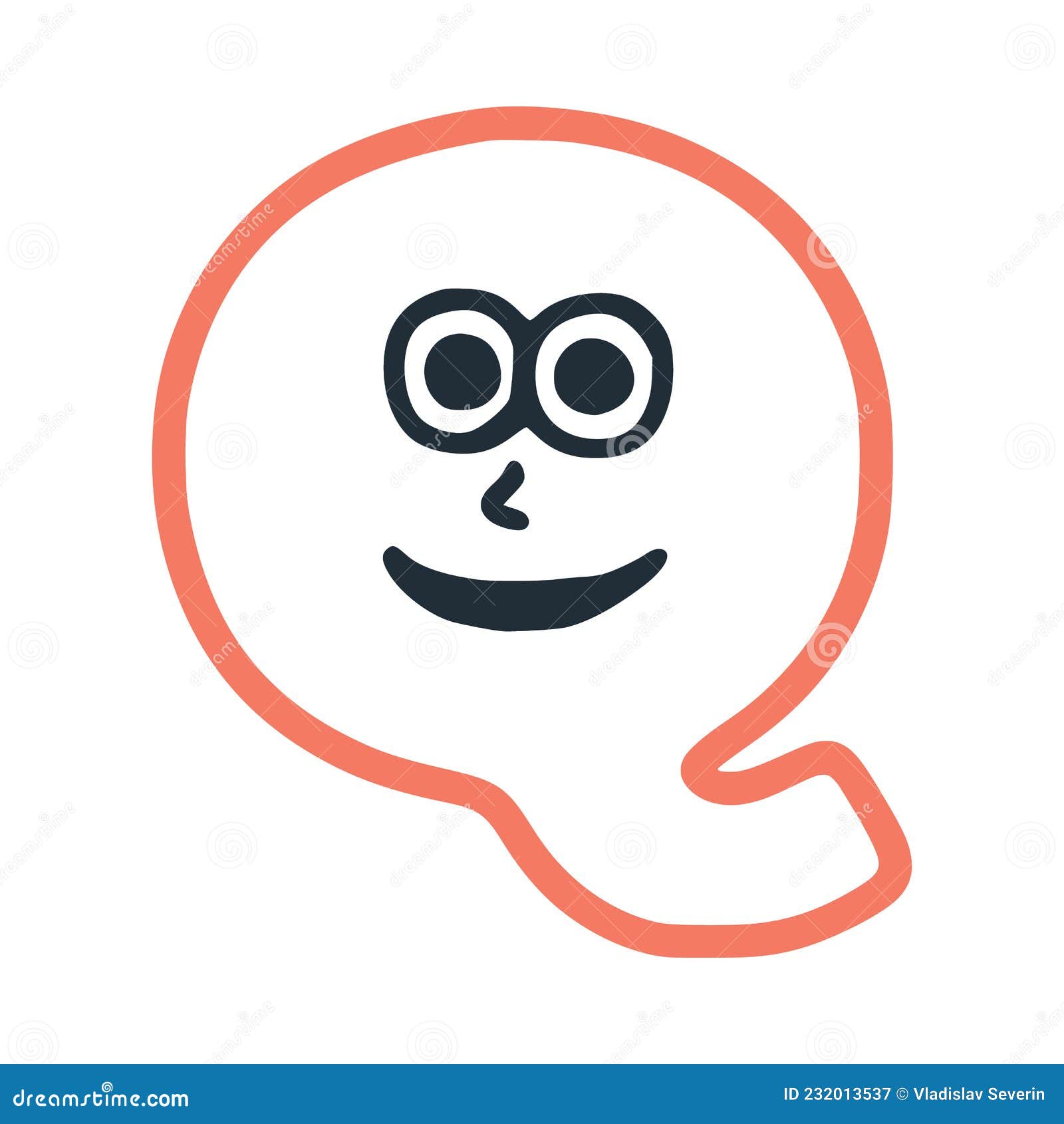 Letter Q Happy Eccentric Smiling Character Stock Vector - Illustration ...