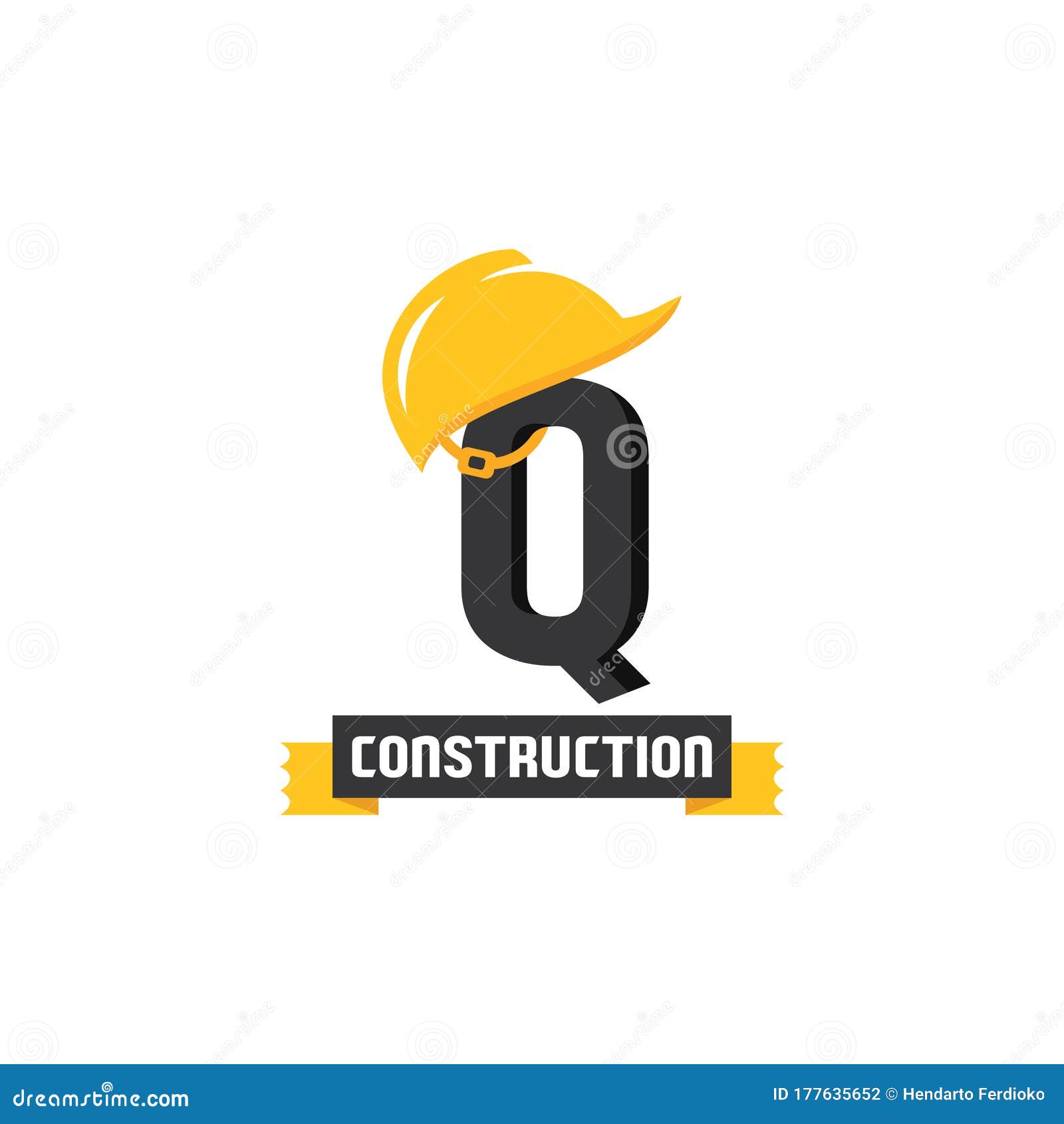 Letter Q Helmet Construction Logo Vector Design. Security Building ...