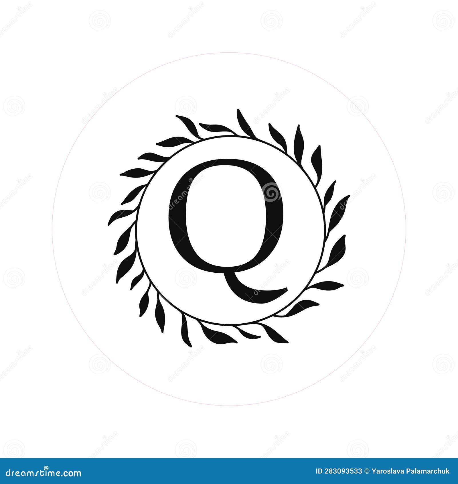 Letter "Q" Initials with Round Floral Frames, Vector Monogram Logo ...