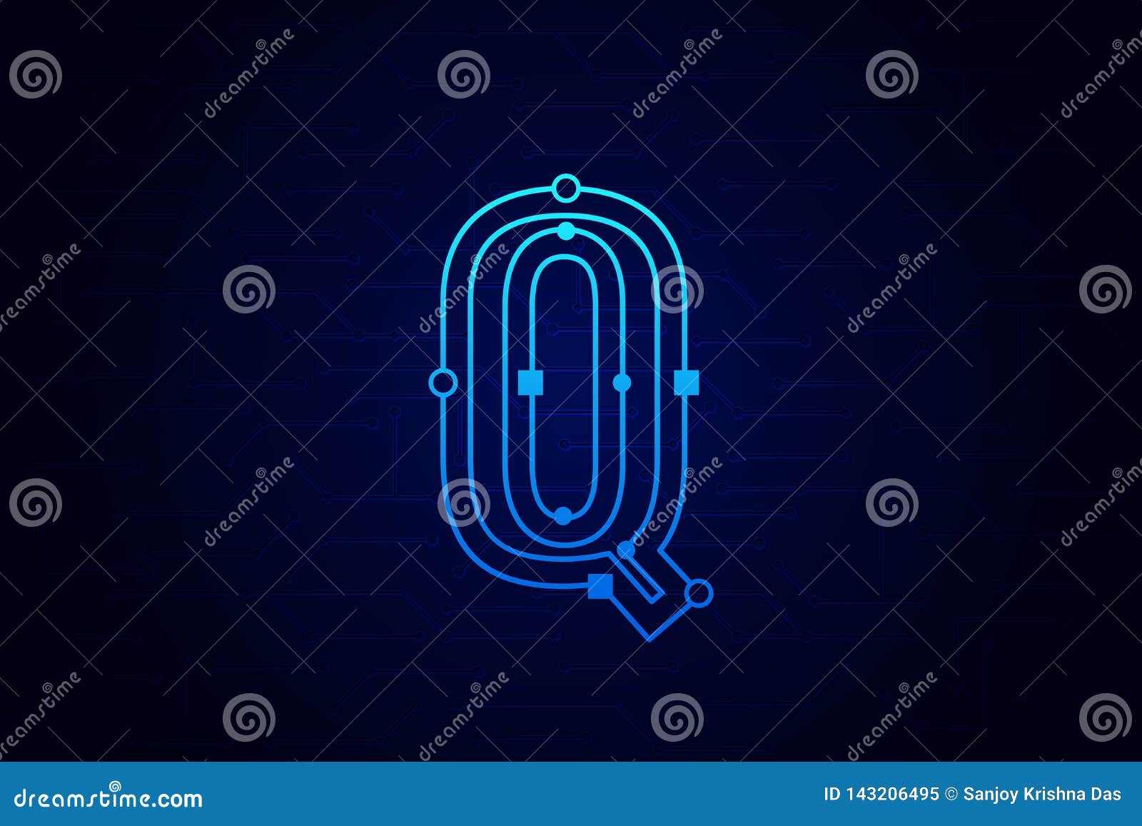 Letter Q Logo Design Template. Line Art Logo Type Design Concept of ...