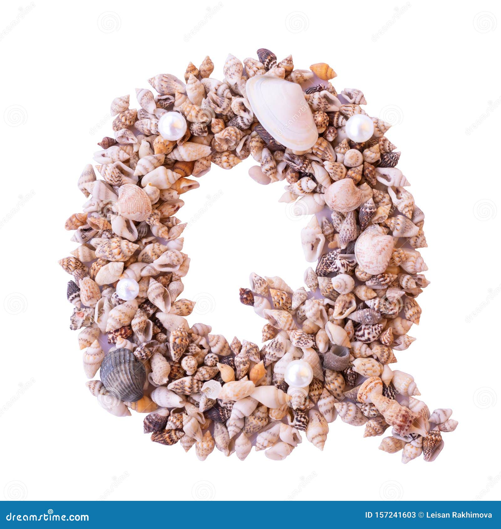 Letter Q Made of Tiny Seashells. Stock Image - Image of detail ...