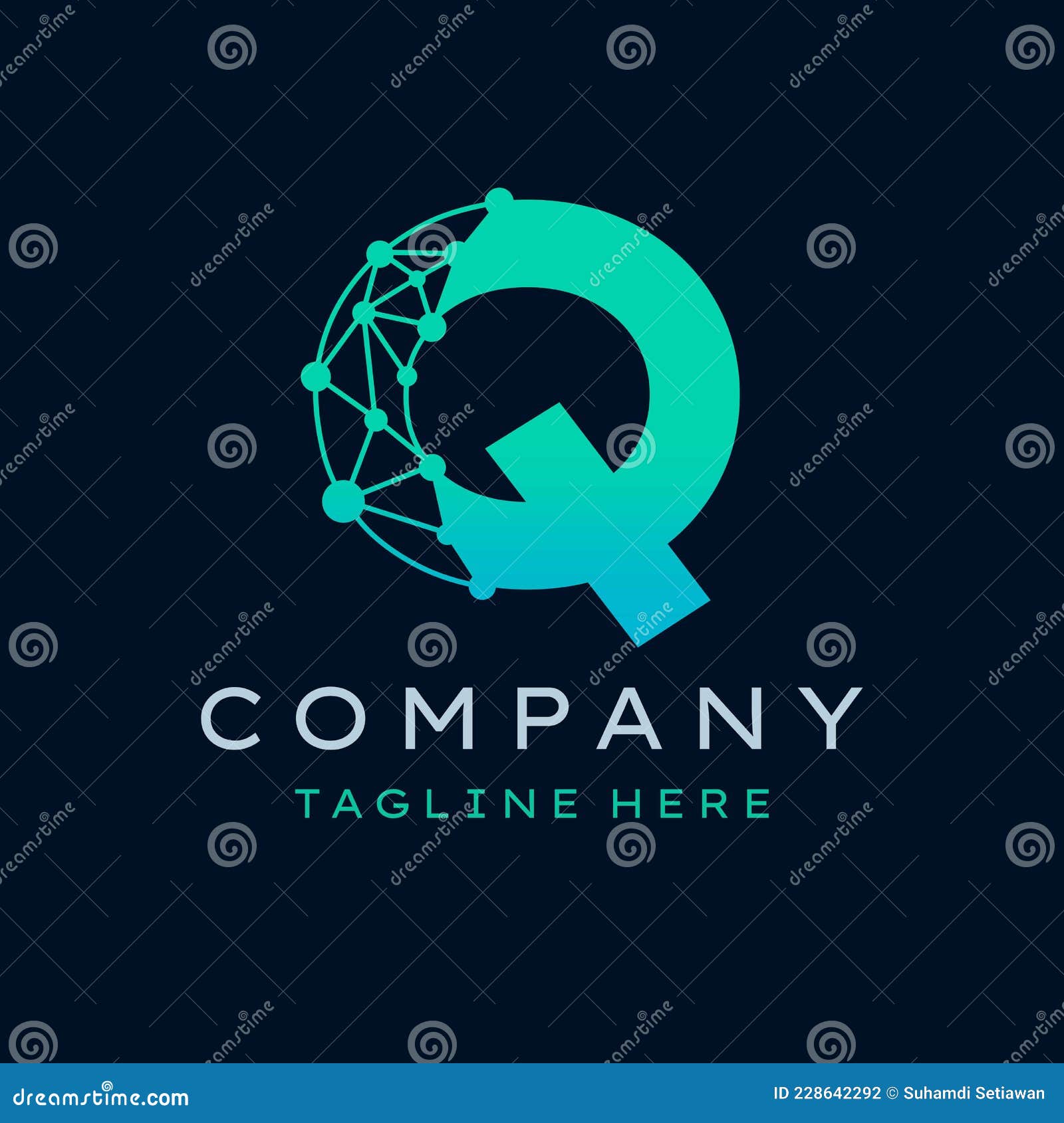 Letter Q Molecule Logo, Bio Tech Connect Dots Science Technology Logo ...