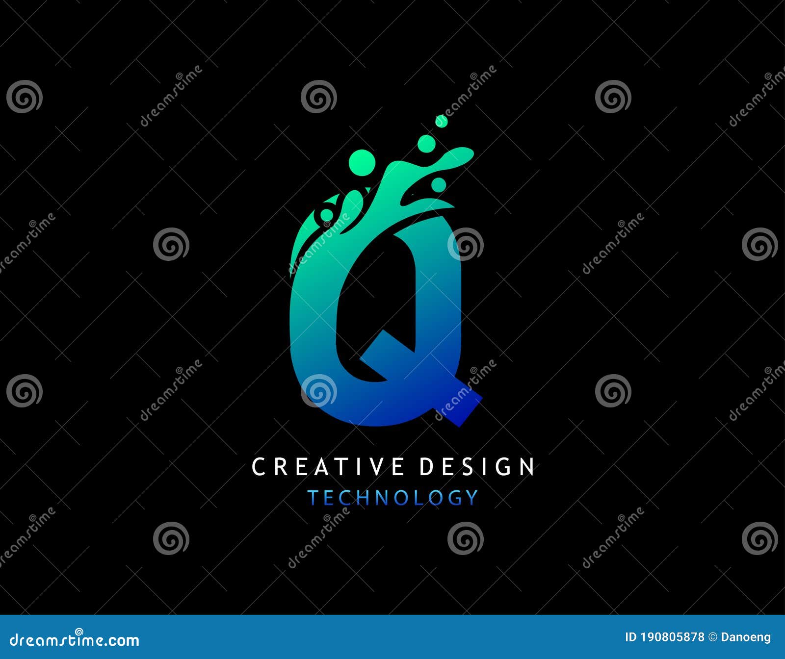 Letter Q Water Splash Logo. Modern Techno Alphabetical Icon, Template ...