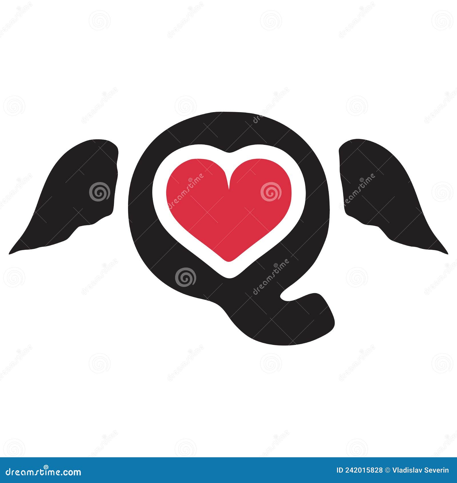 Letter Q with Wings and Heart Symbol Stock Vector - Illustration of ...