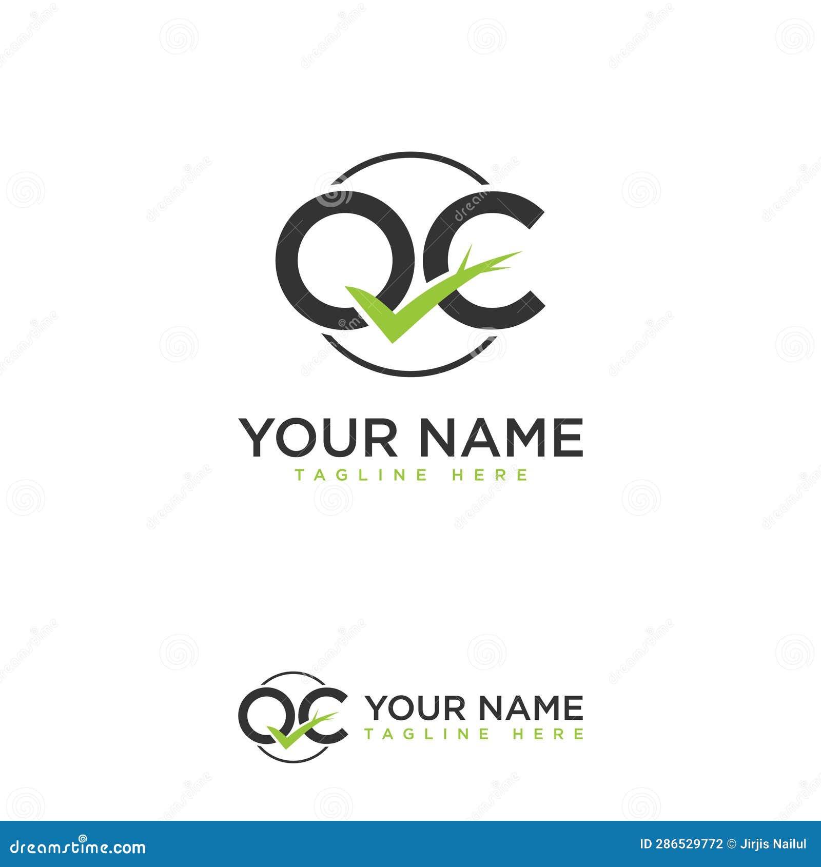 Letter QC Logo Design with Check Mark Symbol Stock Illustration ...