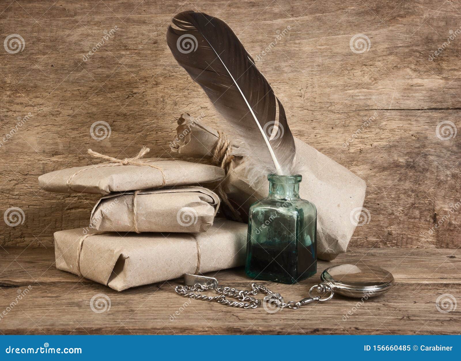 Letter and a quill stock image. Image of mail, packing - 156660485