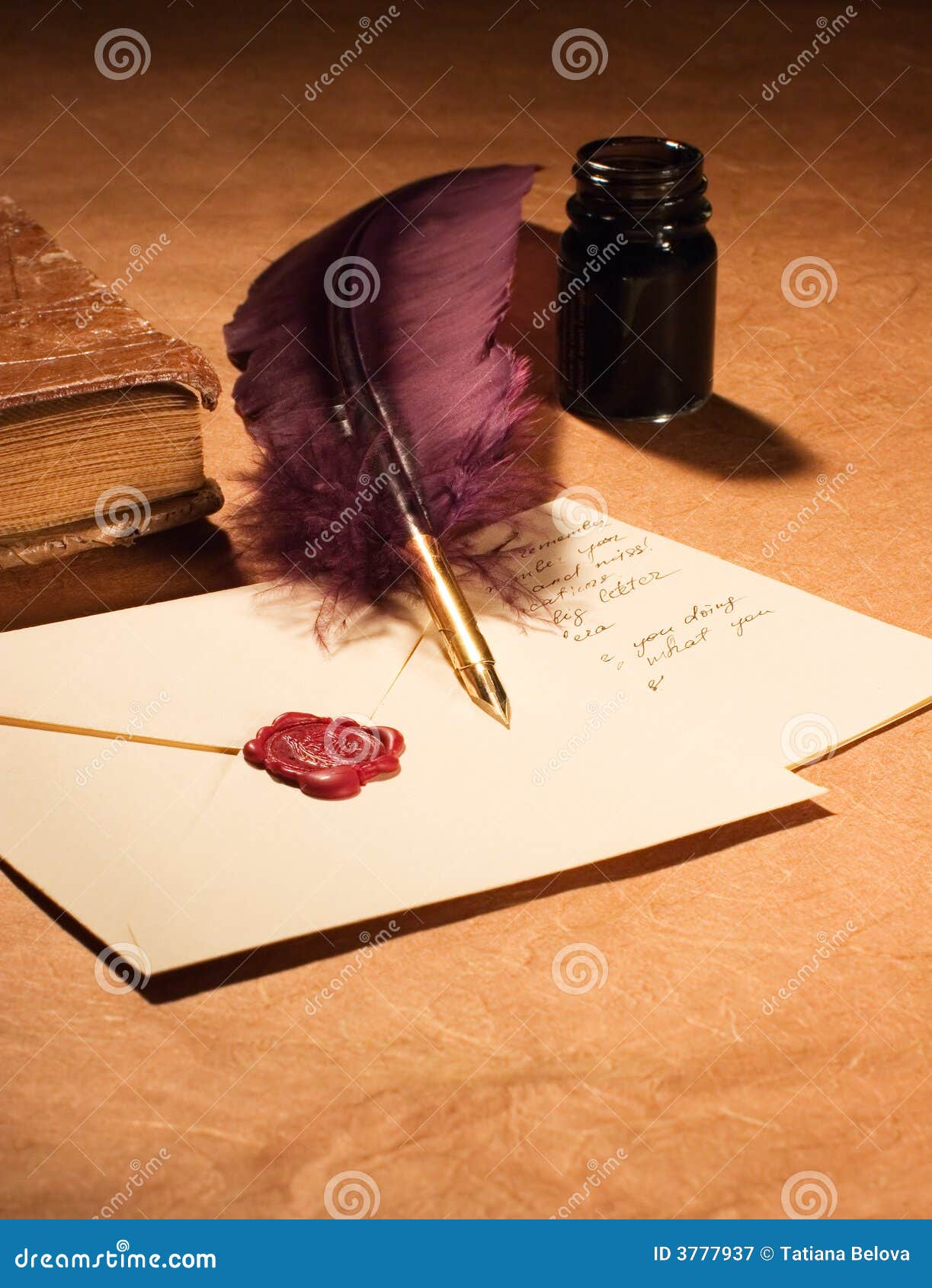 Letter, Quill, Inkwell & Diary Stock Image - Image of letter ...