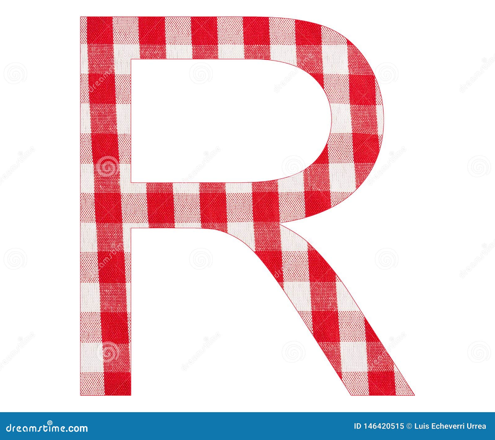 Letter R of the Alphabet - Red Checkered Fabric Tablecloth - White ...